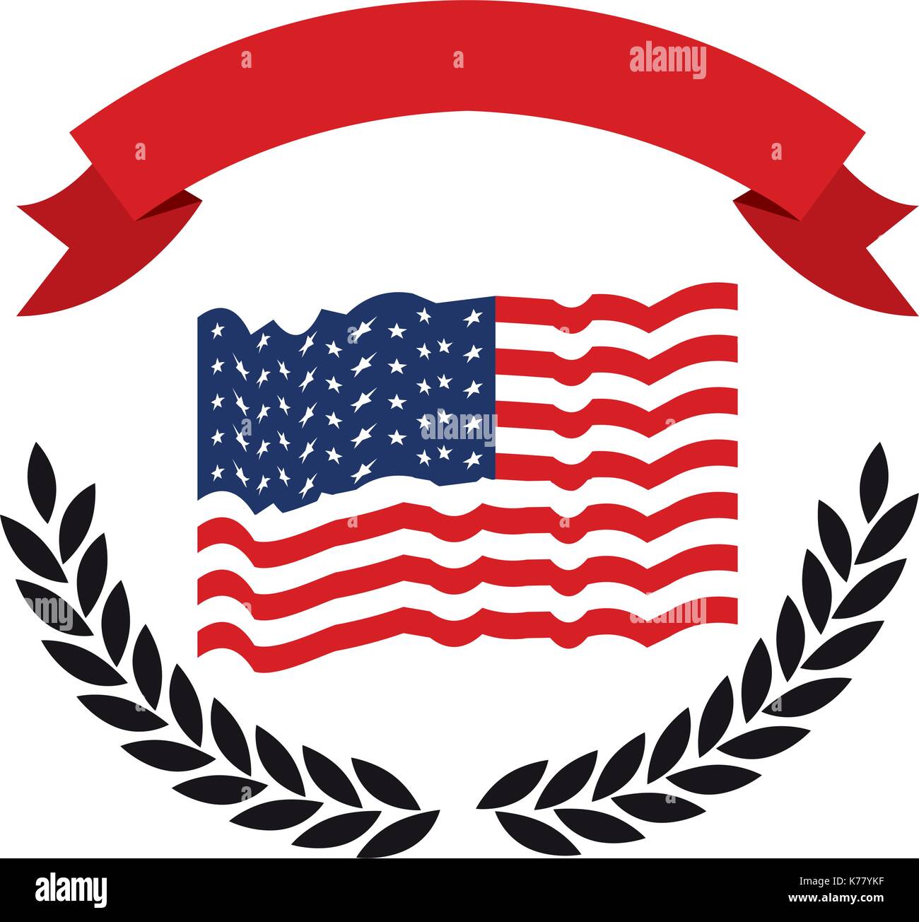 united states flag with black olive branch arch on bottom and thick red ...