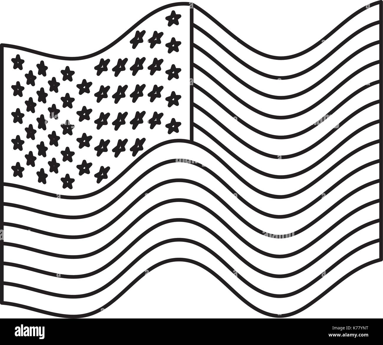 flag united states of america waving monochrome icon on white ...
