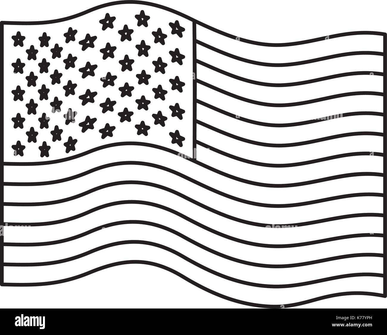 flag united states of america wave monochrome icon on white background ...