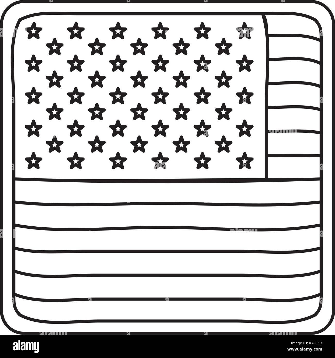 shield in square shape with flag united states of america monochrome ...