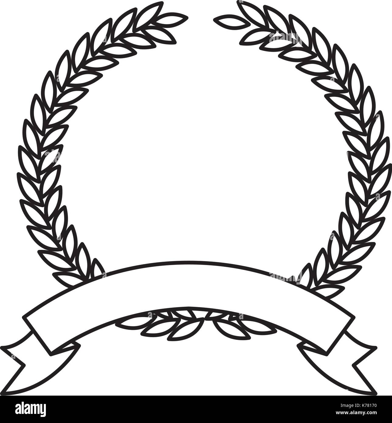 olive branch monochrome crown and ribbon on bottom Stock Vector Image ...