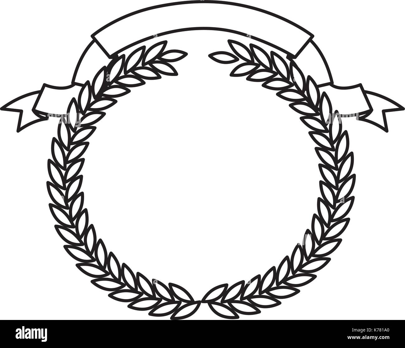 olive branch monochrome crown and ribbon on top Stock Vector Image ...