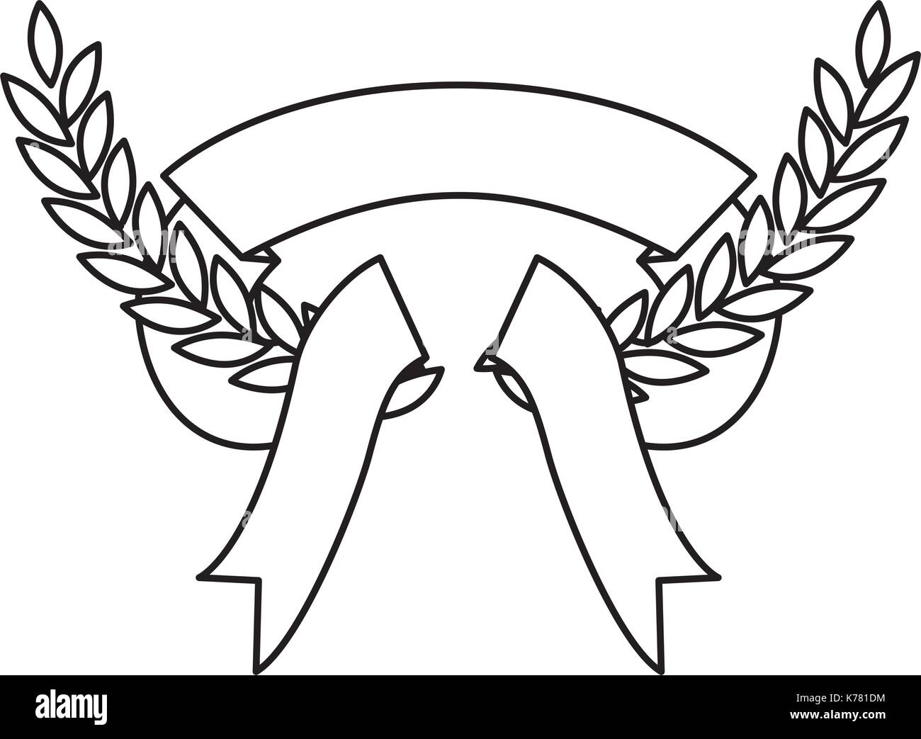 monochrome olive branches and thick ribbon interlace Stock Vector Image ...