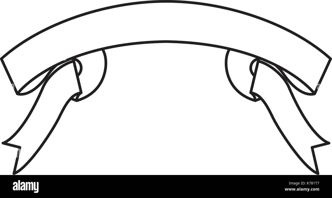 ribbon decorative with folds in monochrome silhouette Stock Vector ...