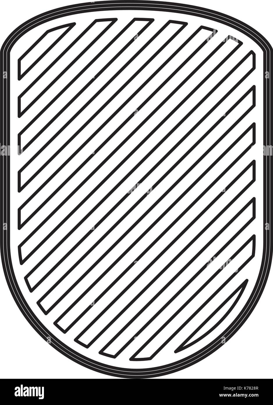 rounded shield in monochrome contour and striped Stock Vector Image ...