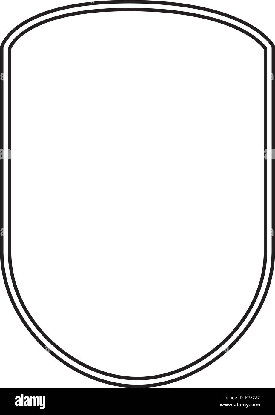 rounded shield black silhouette and double contour Stock Vector Image ...