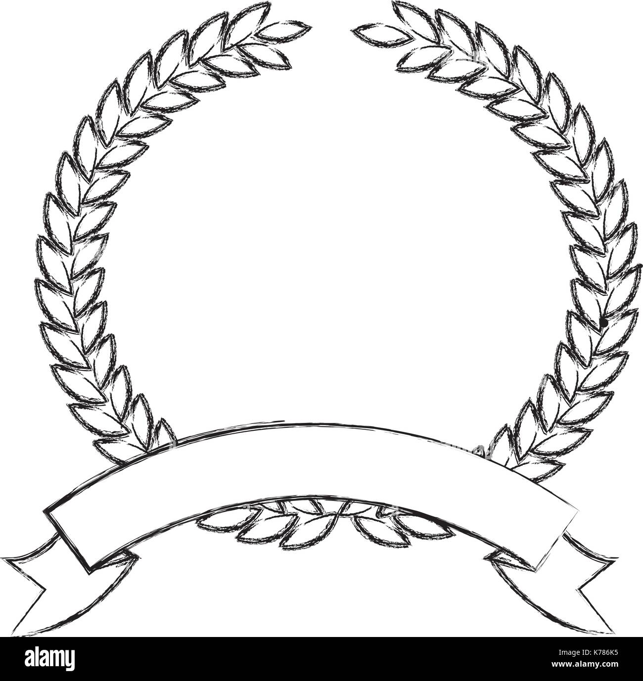 olive branch monochrome blurred crown and ribbon on bottom Stock Vector ...