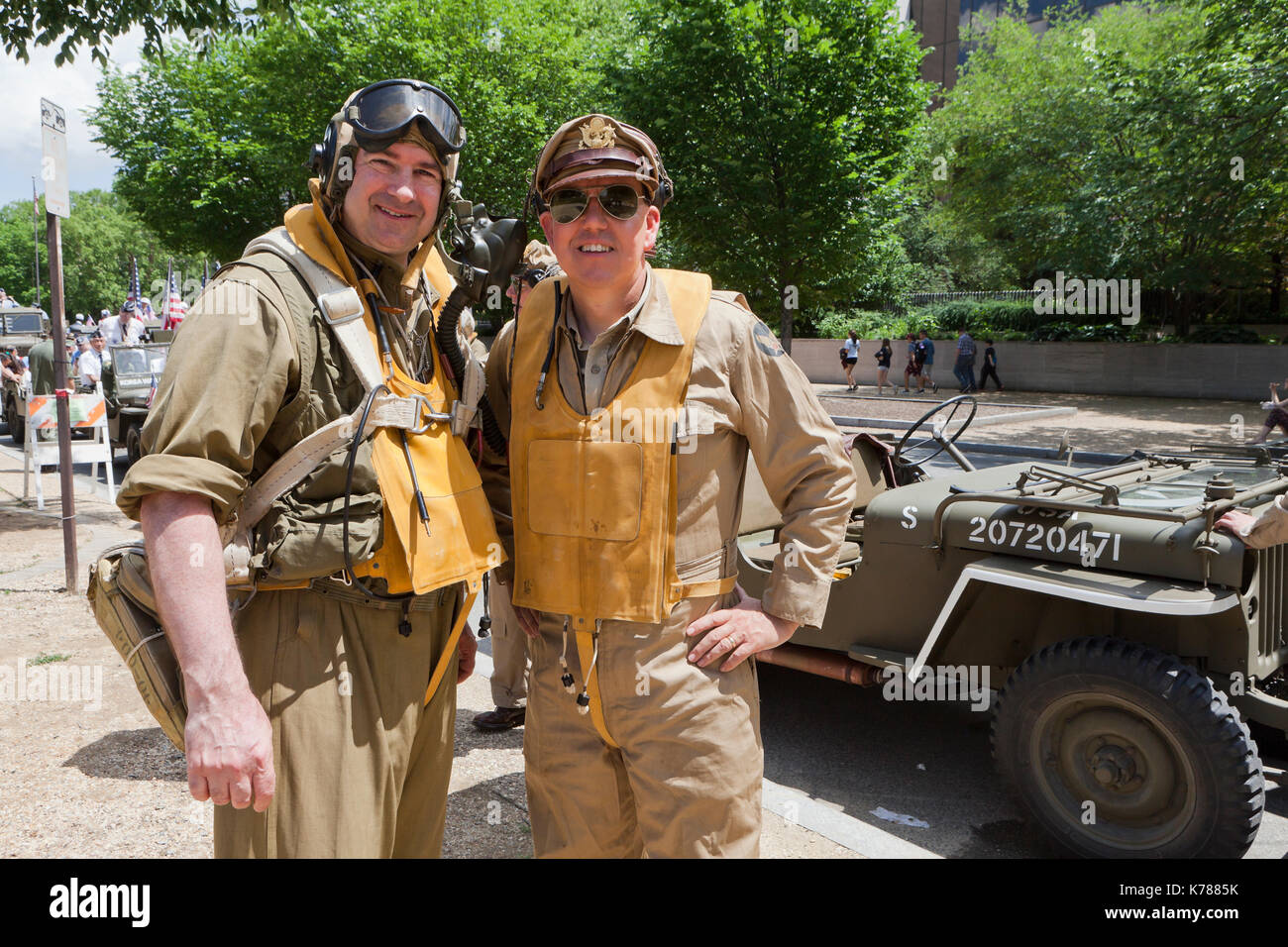 US Air Force reenactors of World War II participate in the National ...