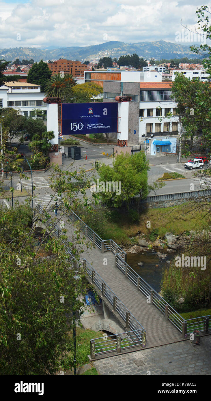View of the University of Cuenca in the avenue 12 de Abril in the city ...