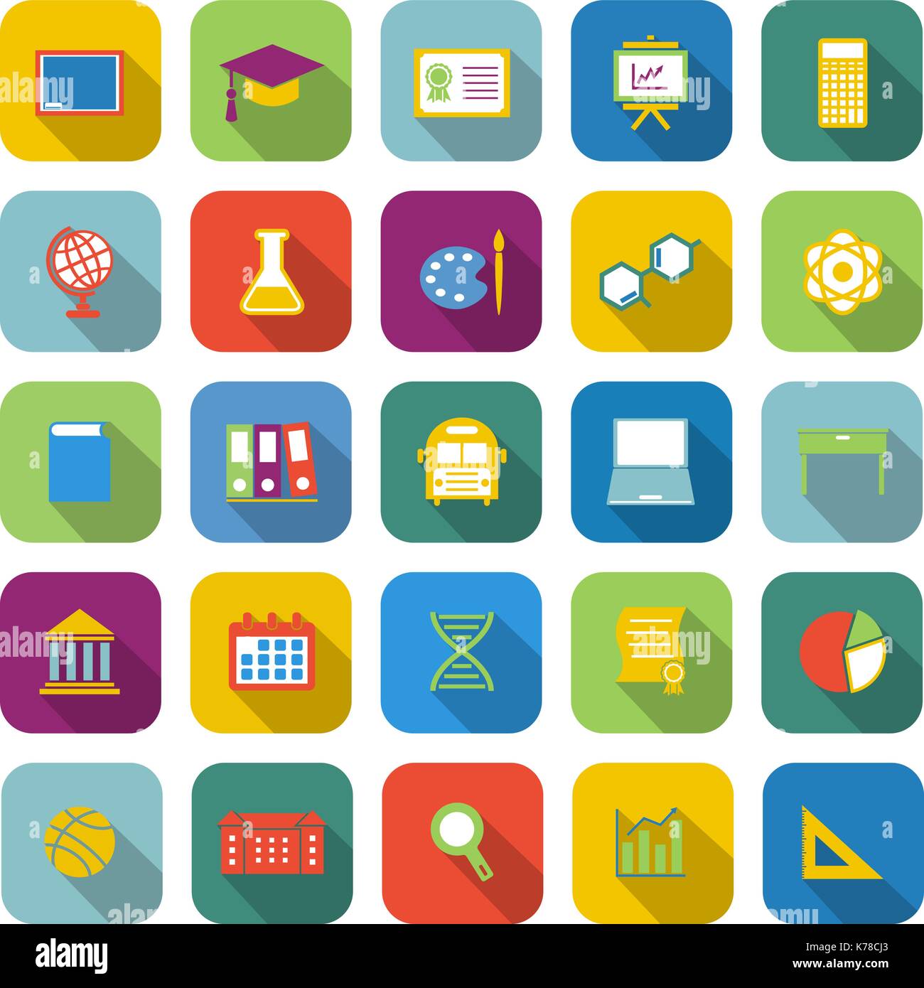 Education color icons with long shadow, stock vector Stock Vector Image ...