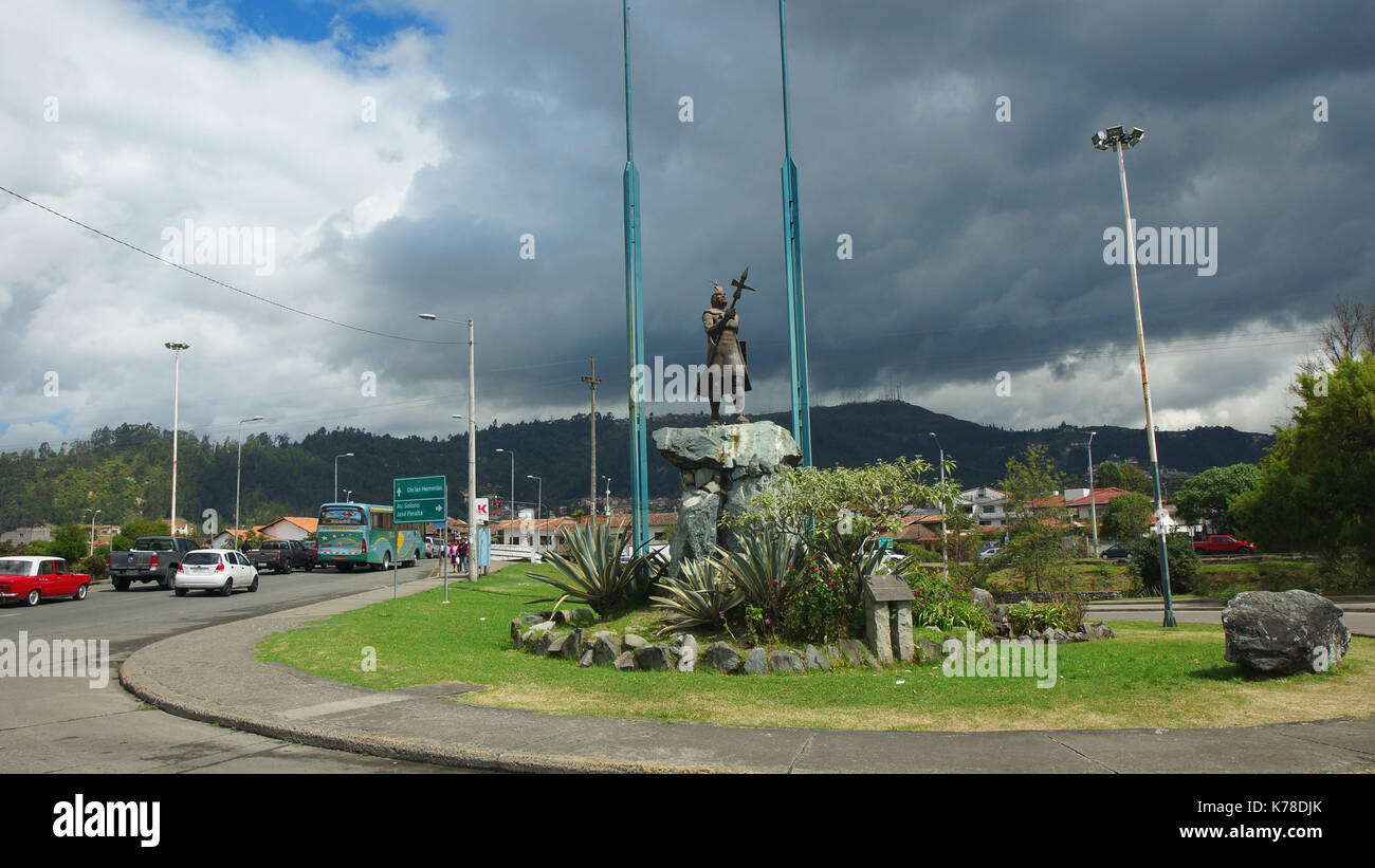 Sculpture dedicated to Huayna Capac located in the Huayna Capac avenue ...