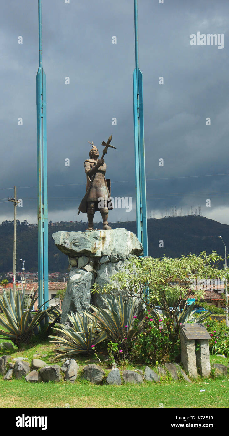 Sculpture dedicated to Huayna Capac located in the Huayna Capac avenue ...
