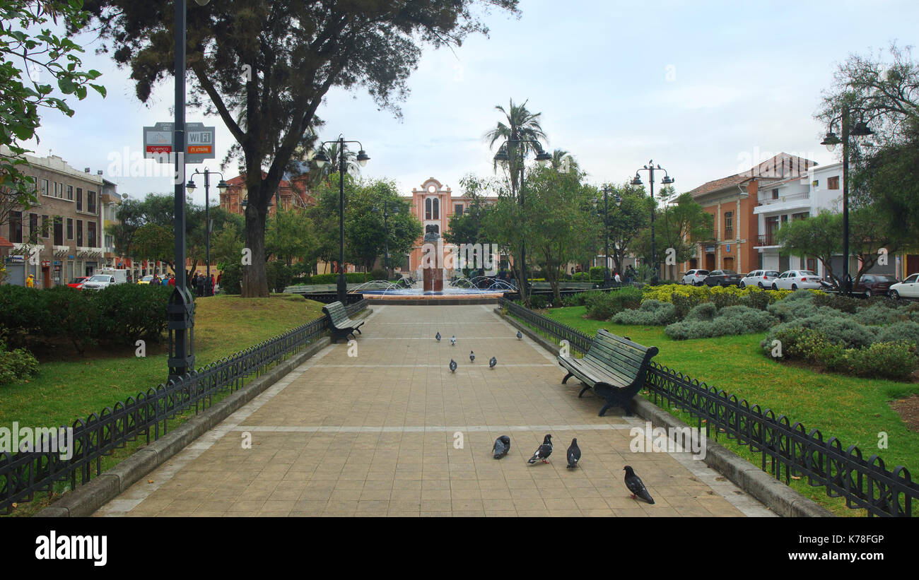 View of San Blas park in the historical center of the city of Cuenca ...