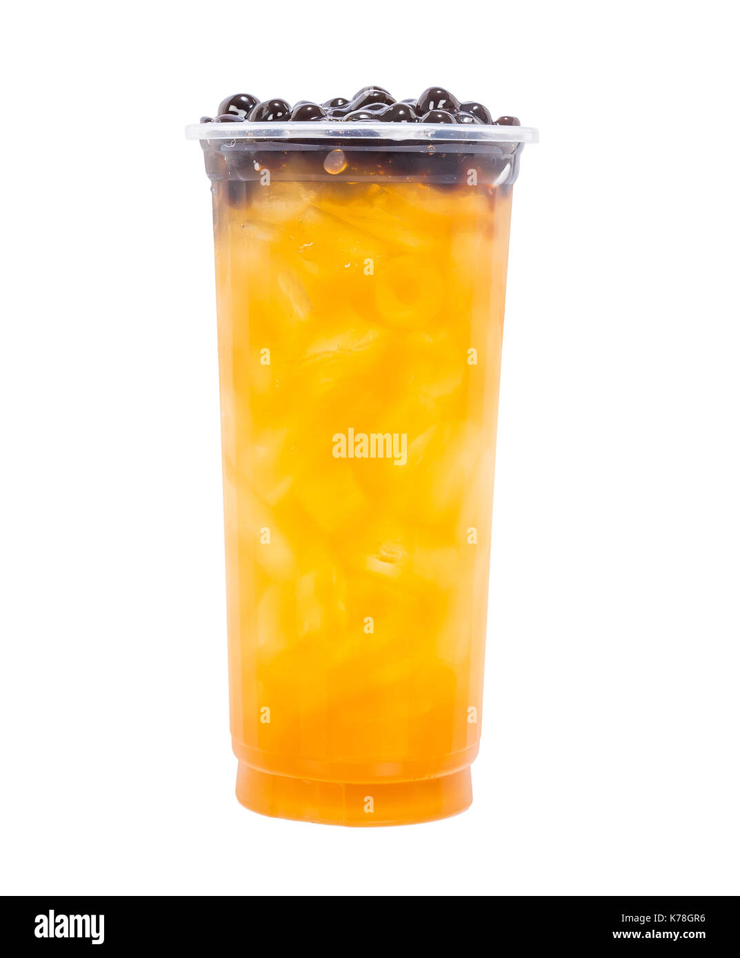 Assorted Tea Drinks on crushed ice with fruit pearls isolated on white ...