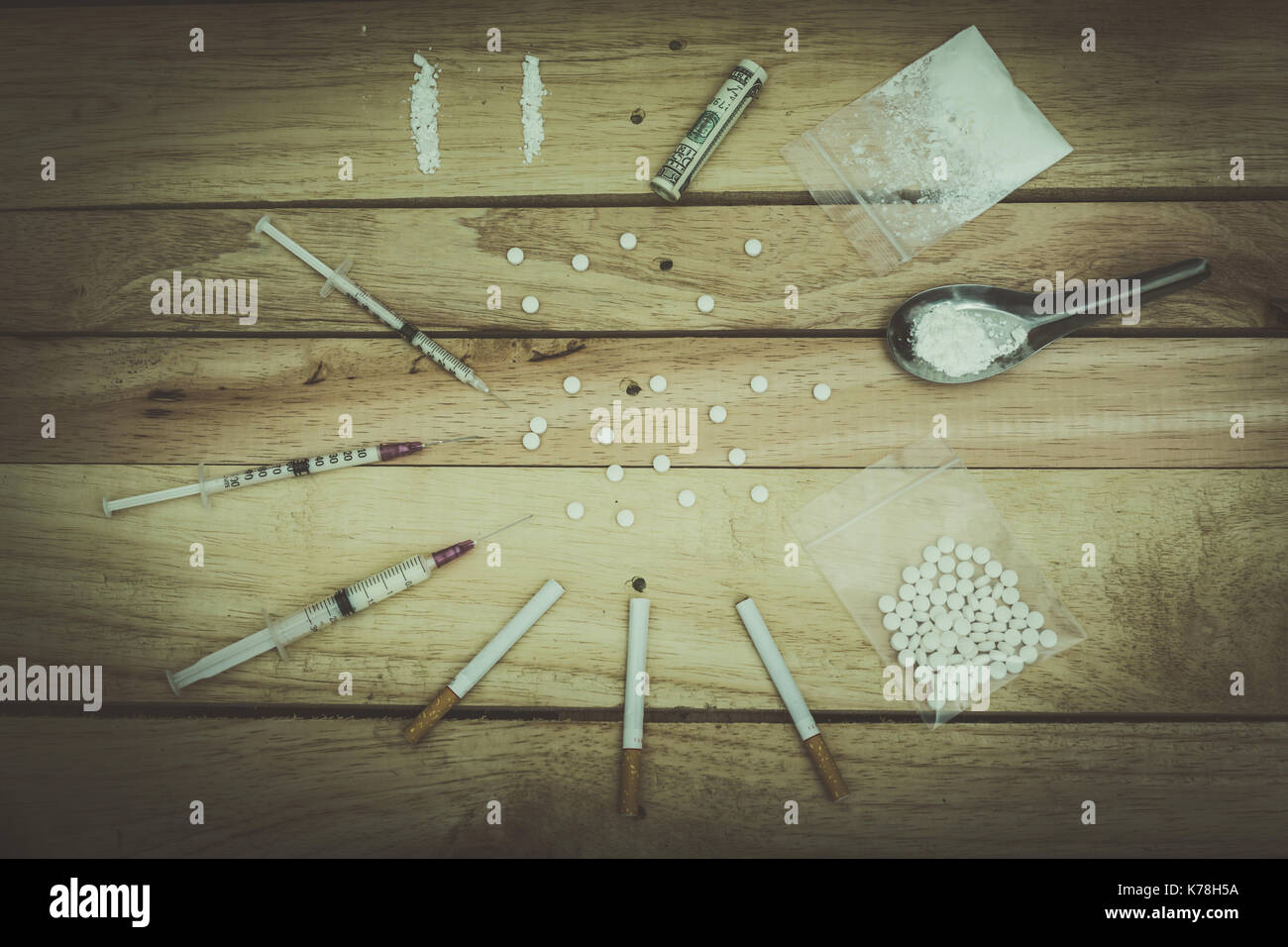Narcotics drugs on table hi-res stock photography and images - Alamy