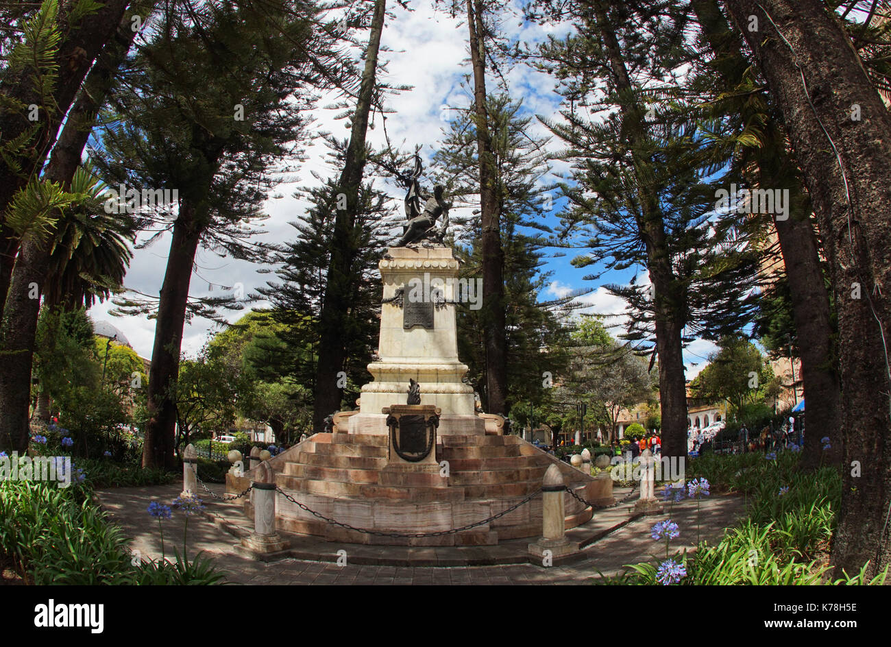 View of the monument dedicated to Abdon Calderon in the park Calderon ...