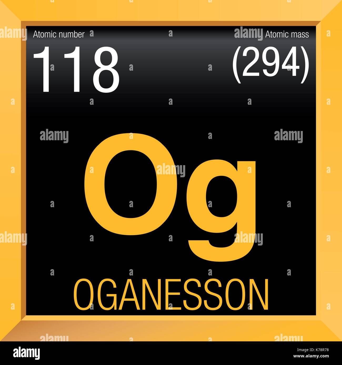 Oganesson symbol. Element number 118 of the Periodic Table of the ...
