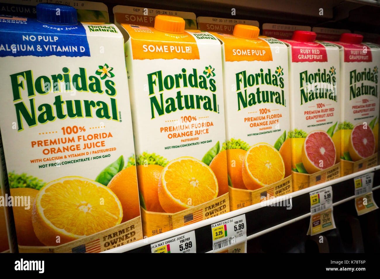 Containers of Florida's Natural brand orange juice are seen in a ...