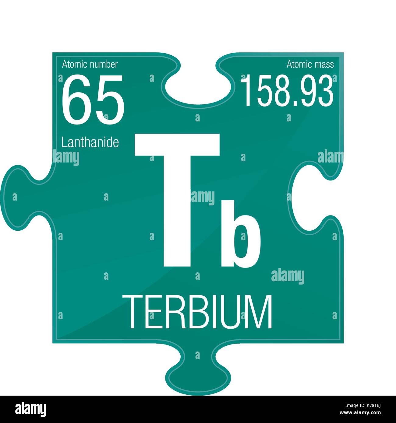 Terbium symbol. Element number 65 of the Periodic Table of the Elements ...