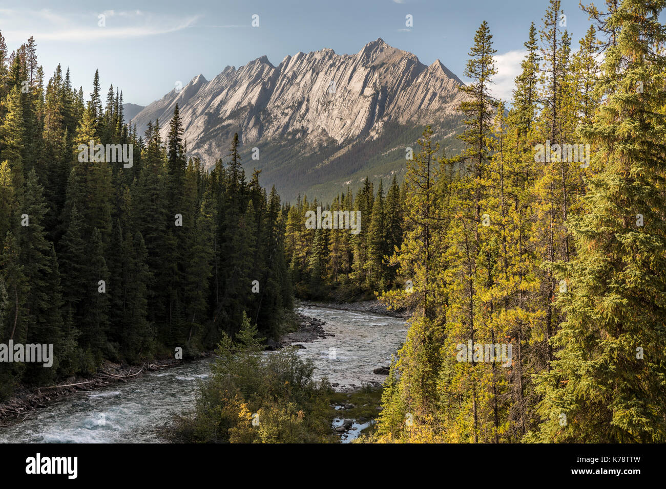Maligne River between Medicine Lake and Maligne Lake, Jasper National ...