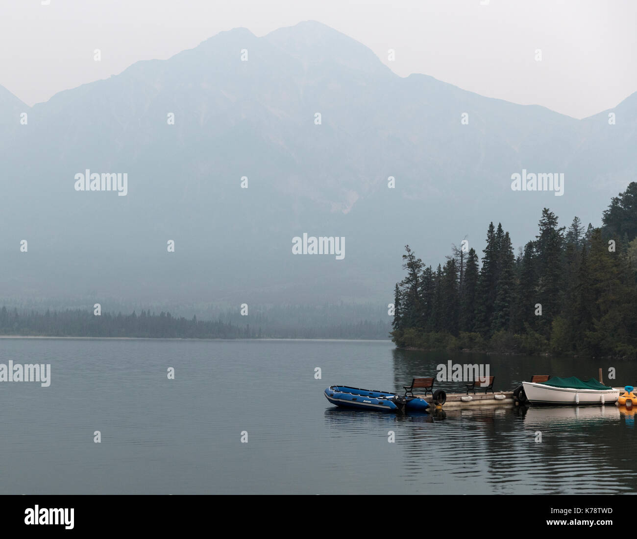 Smoke from 2017 Forest Fires Obscures Sunrise at Pyramid Lake, Jasper ...