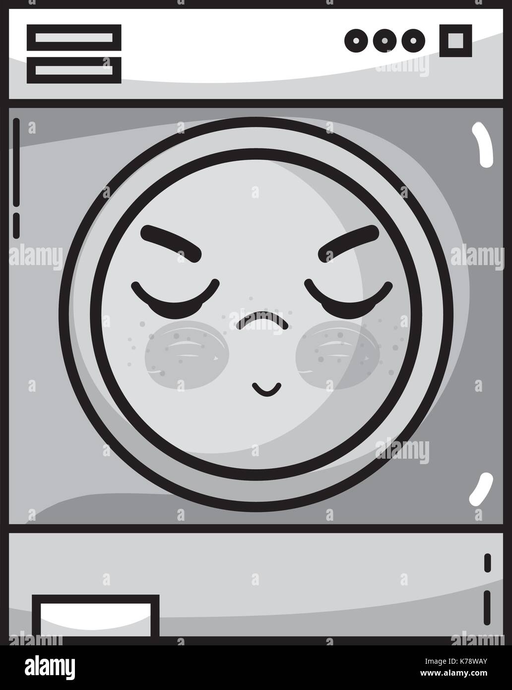 grayscale kawaii cute angry washing machine Stock Vector Image & Art ...