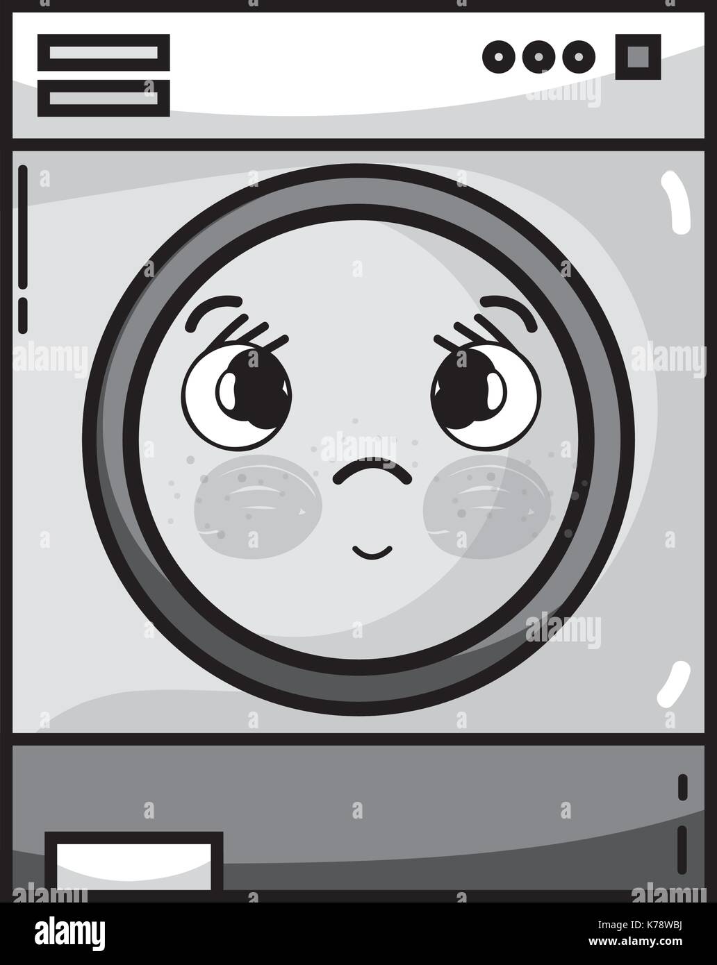 grayscale kawaii cute sad washing machine Stock Vector Image & Art - Alamy