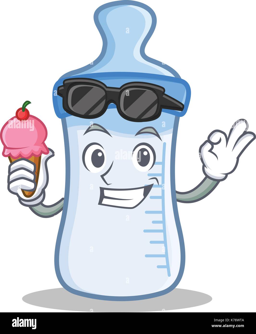 With ice cream baby bottle character cartoon Stock Vector Image & Art ...