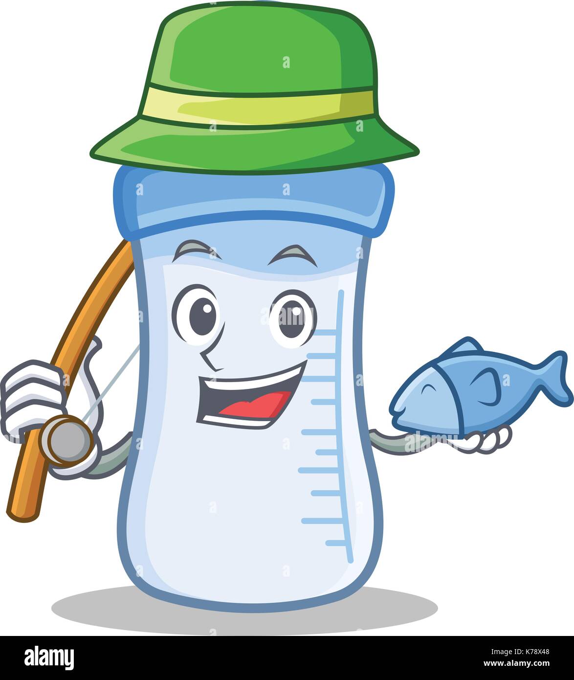 Fishing baby bottle character cartoon Stock Vector Image & Art - Alamy