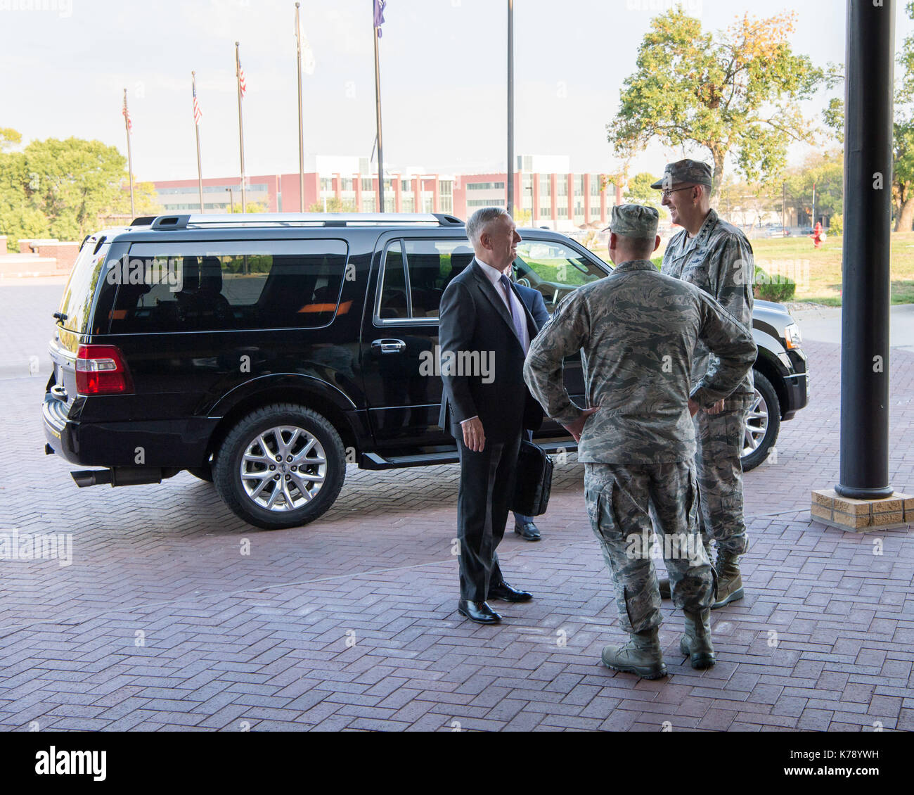 Gen. John E. Hyten, the commander of U.S. Strategic Command, greets ...