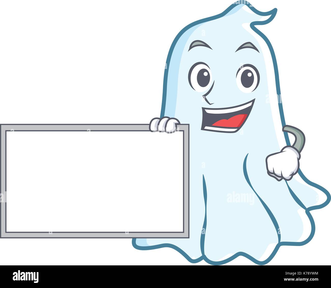 With board cute ghost character cartoon Stock Vector Image & Art - Alamy
