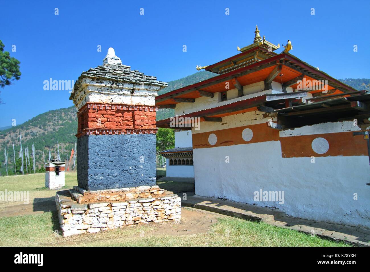 Chimi Lakhang or Chime Lhakhang temple, Buddhist monastery in Punakha ...