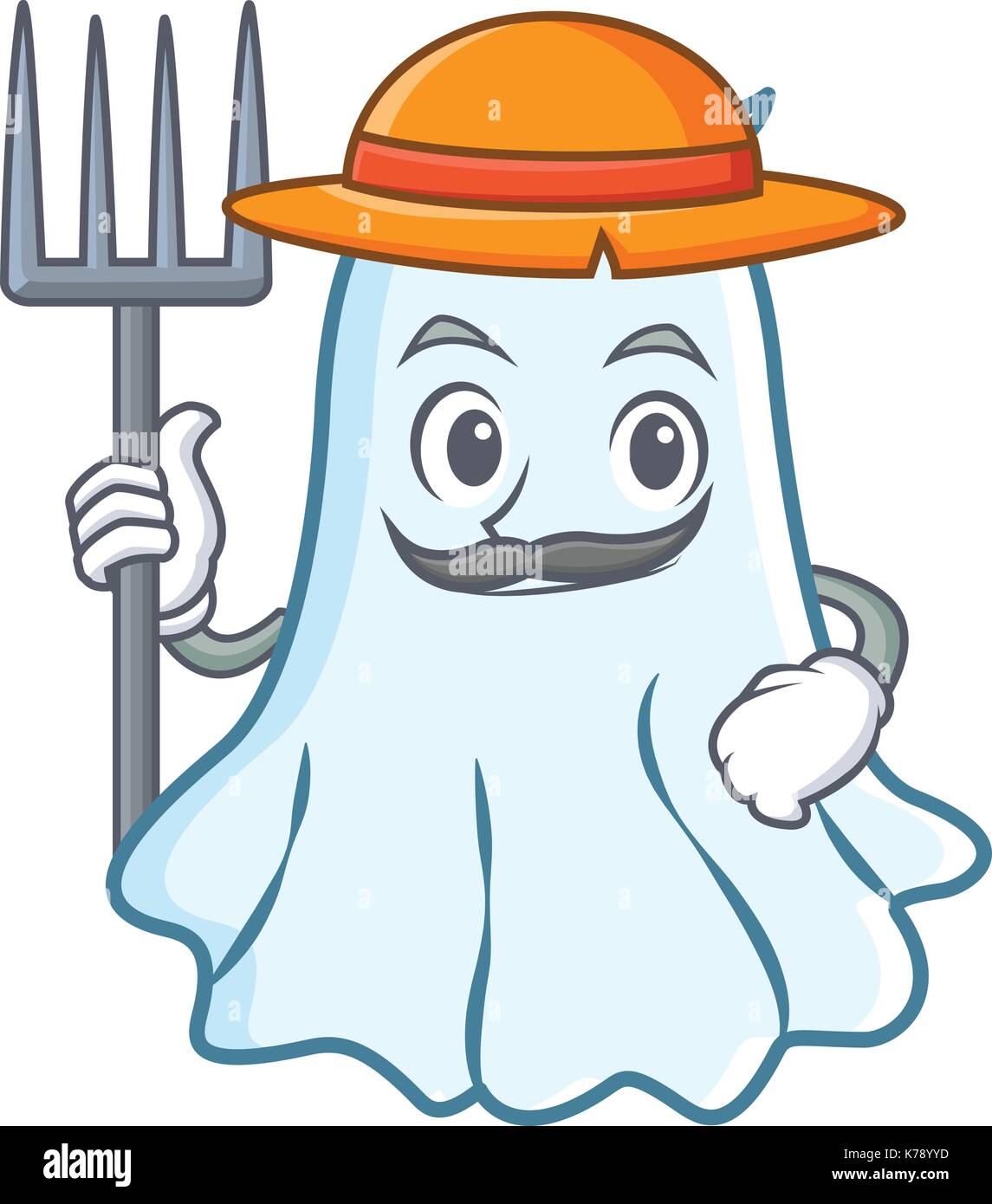 Farmer cute ghost character cartoon Stock Vector Image & Art - Alamy