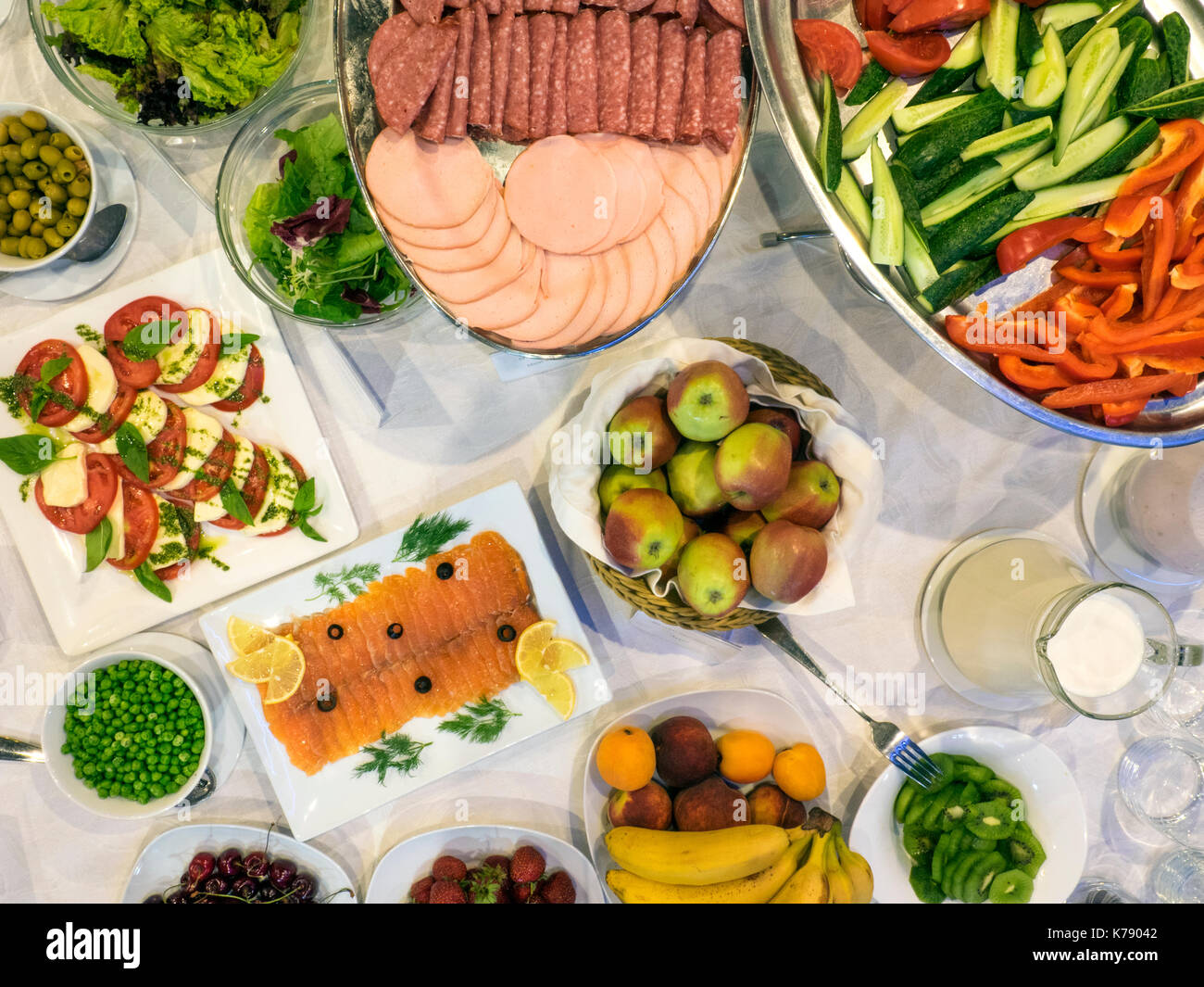 buffet with a variety of snacks for lunch Stock Photo - Alamy