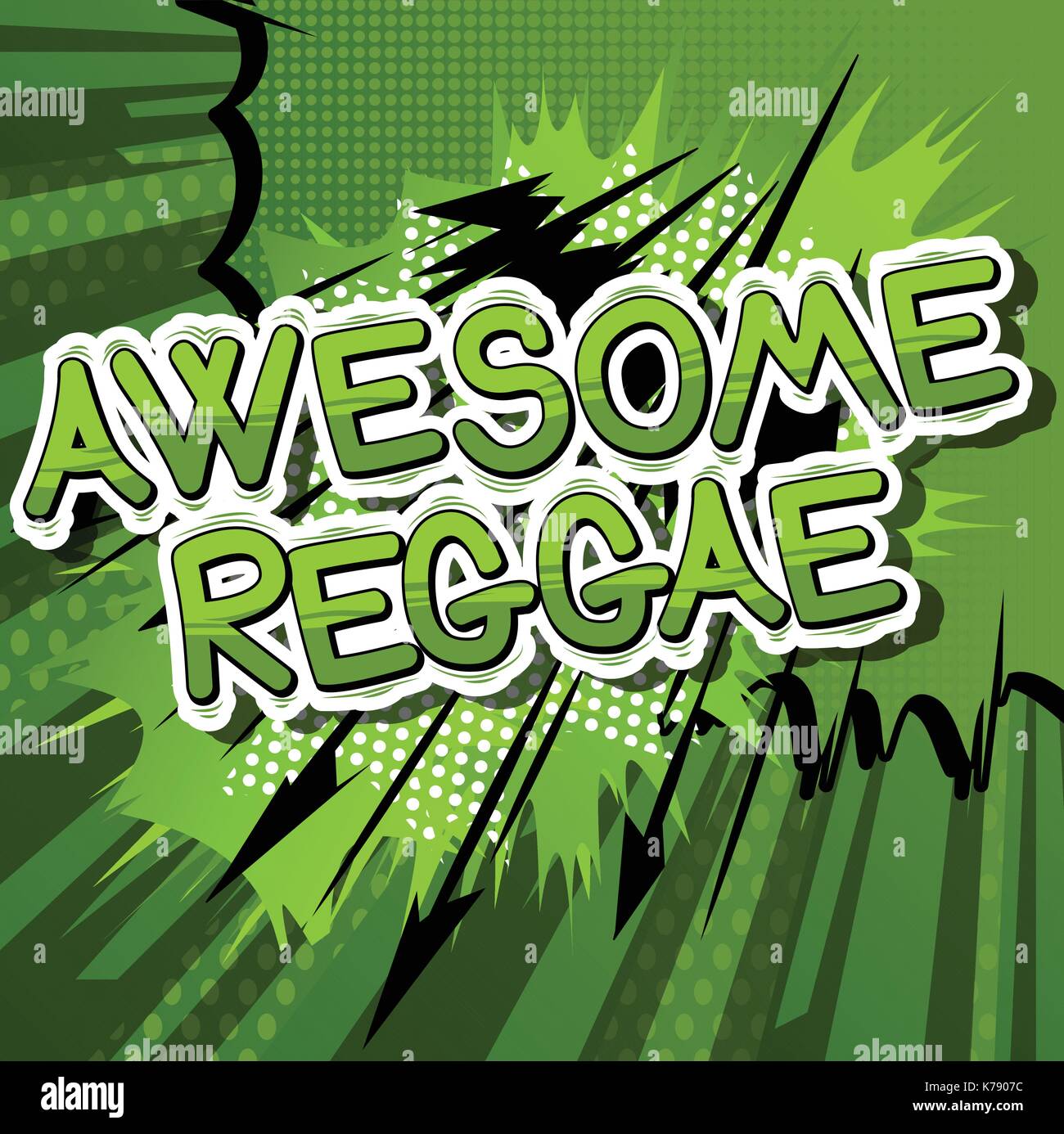 Awesome Reggae - Comic book word on abstract background Stock Vector ...