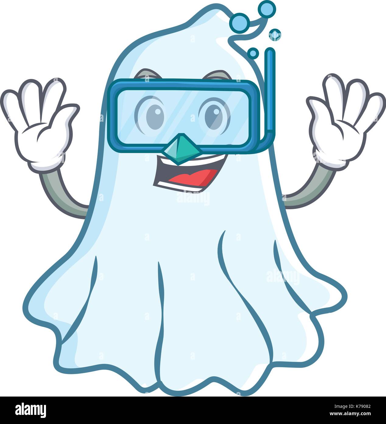 Diving cute ghost character cartoon Stock Vector Image & Art - Alamy