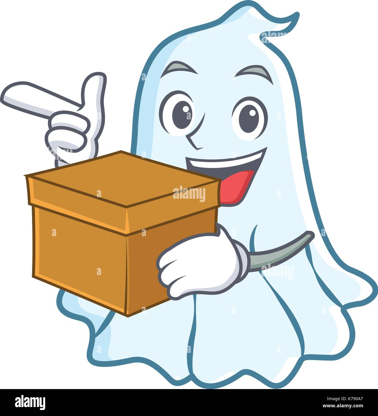 With box cute ghost character cartoon Stock Vector Image & Art - Alamy