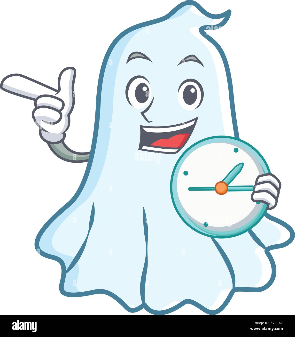 With clock cute ghost character cartoon Stock Vector Image & Art - Alamy