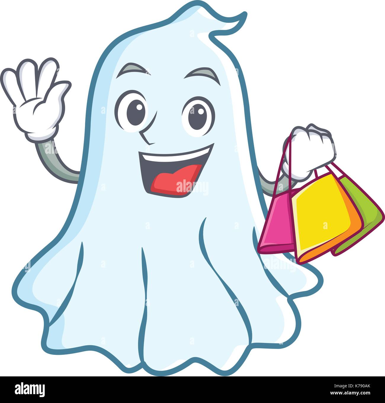 Shopping cute ghost character cartoon Stock Vector Image & Art - Alamy