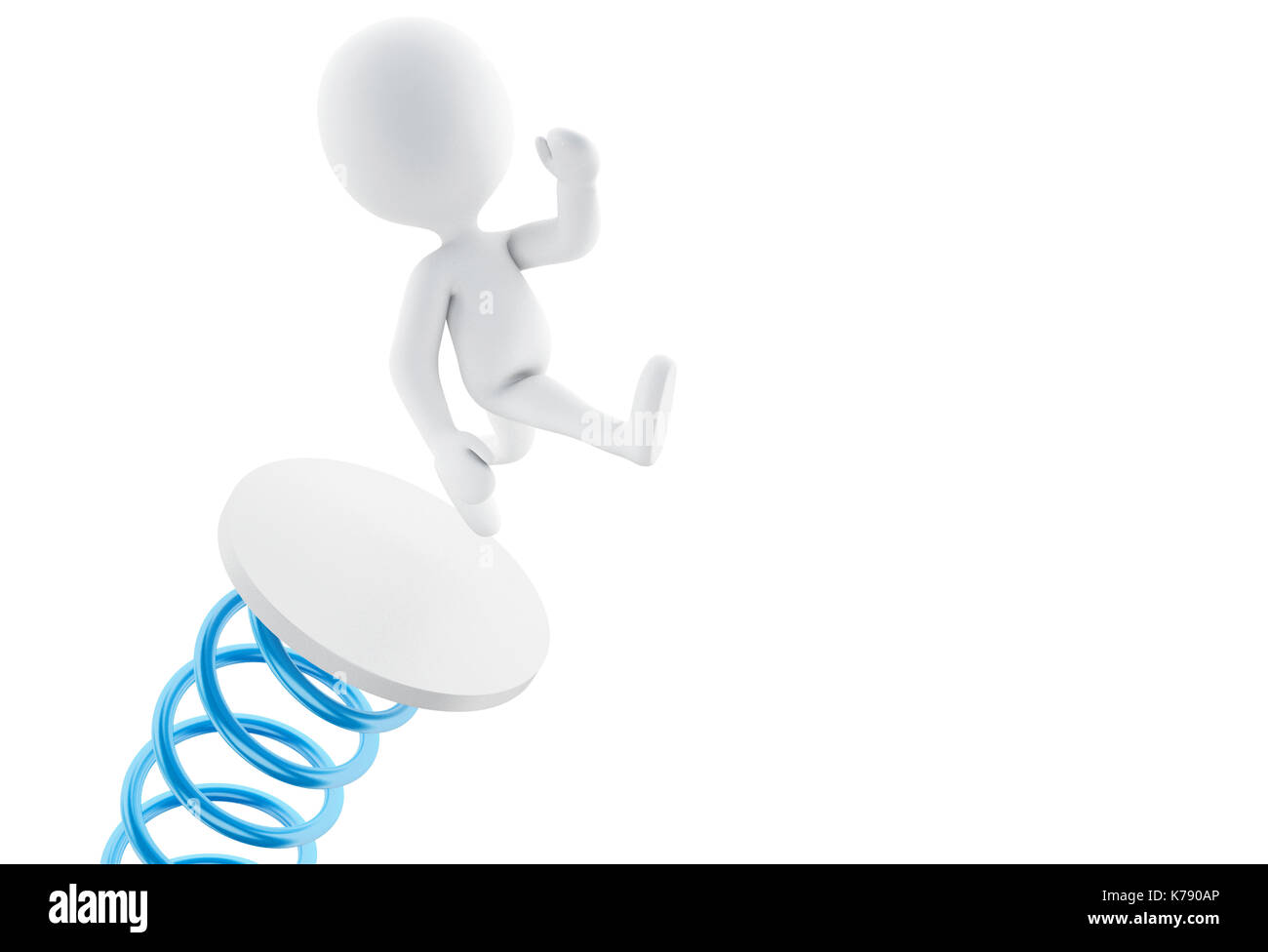 3d illusrtaion. White people jumping on springboard. Success in ...