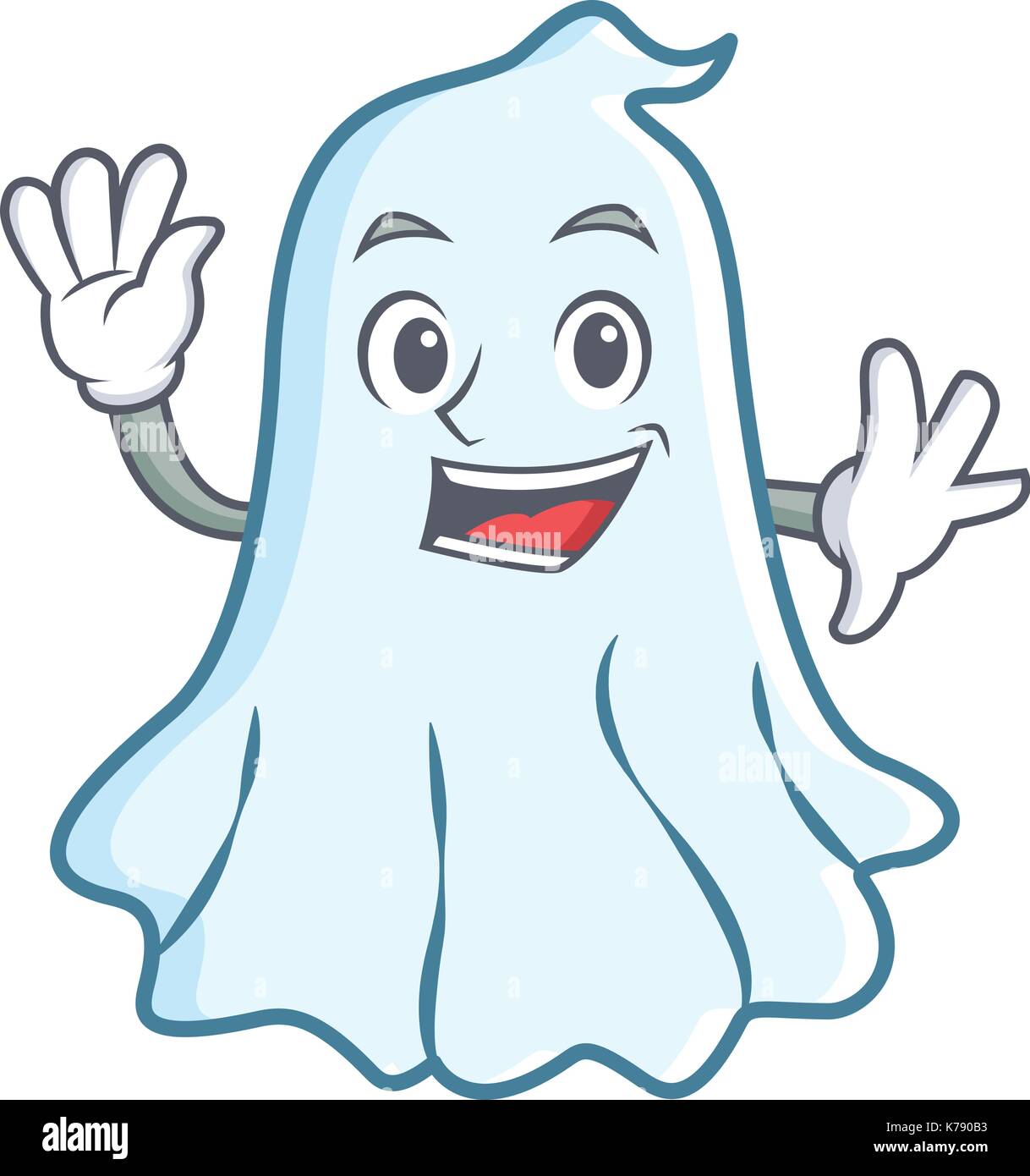 Waving cute ghost character cartoon Stock Vector Image & Art - Alamy