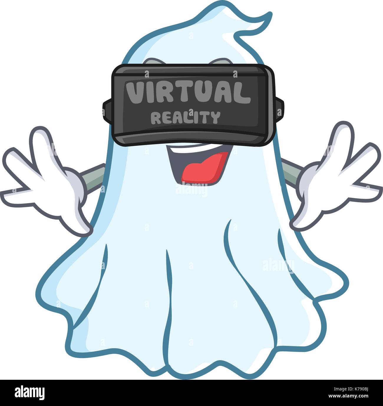 With virtual reality cute ghost character cartoon Stock Vector Image ...