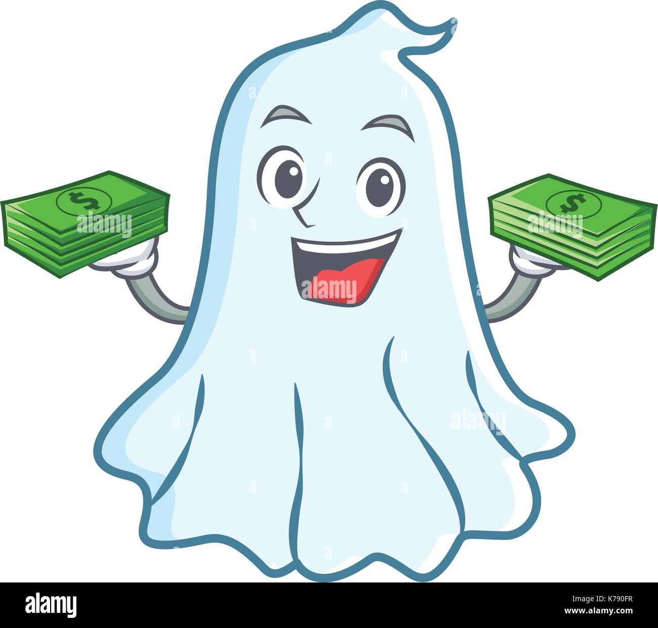 With money cute ghost character cartoon Stock Vector Image & Art - Alamy