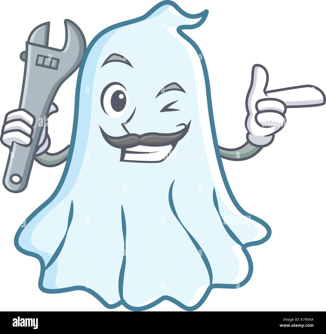 Mechanic cute ghost character cartoon Stock Vector Image & Art - Alamy