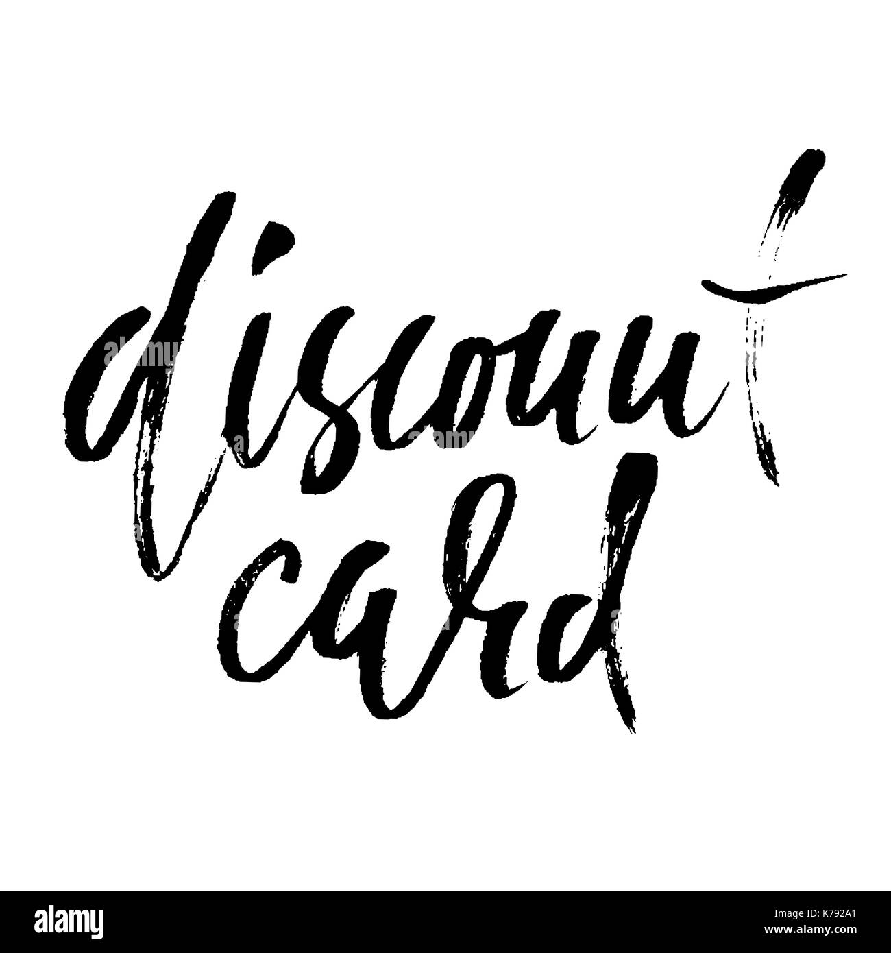 Discount card. Handwritten lettering. Grunge dry brush template ...