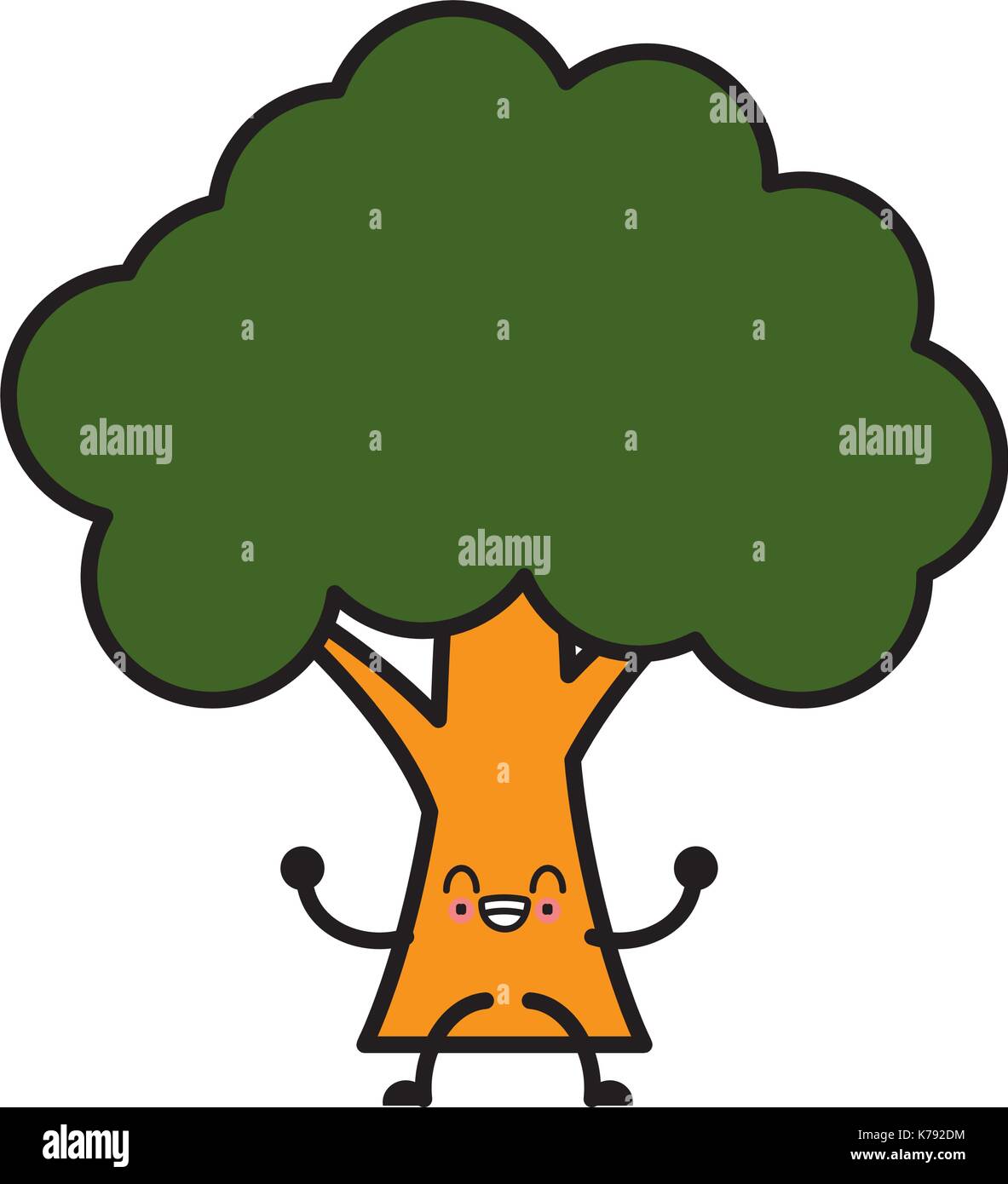 Tree eco symbol kawaii cartoon Stock Vector Image & Art - Alamy