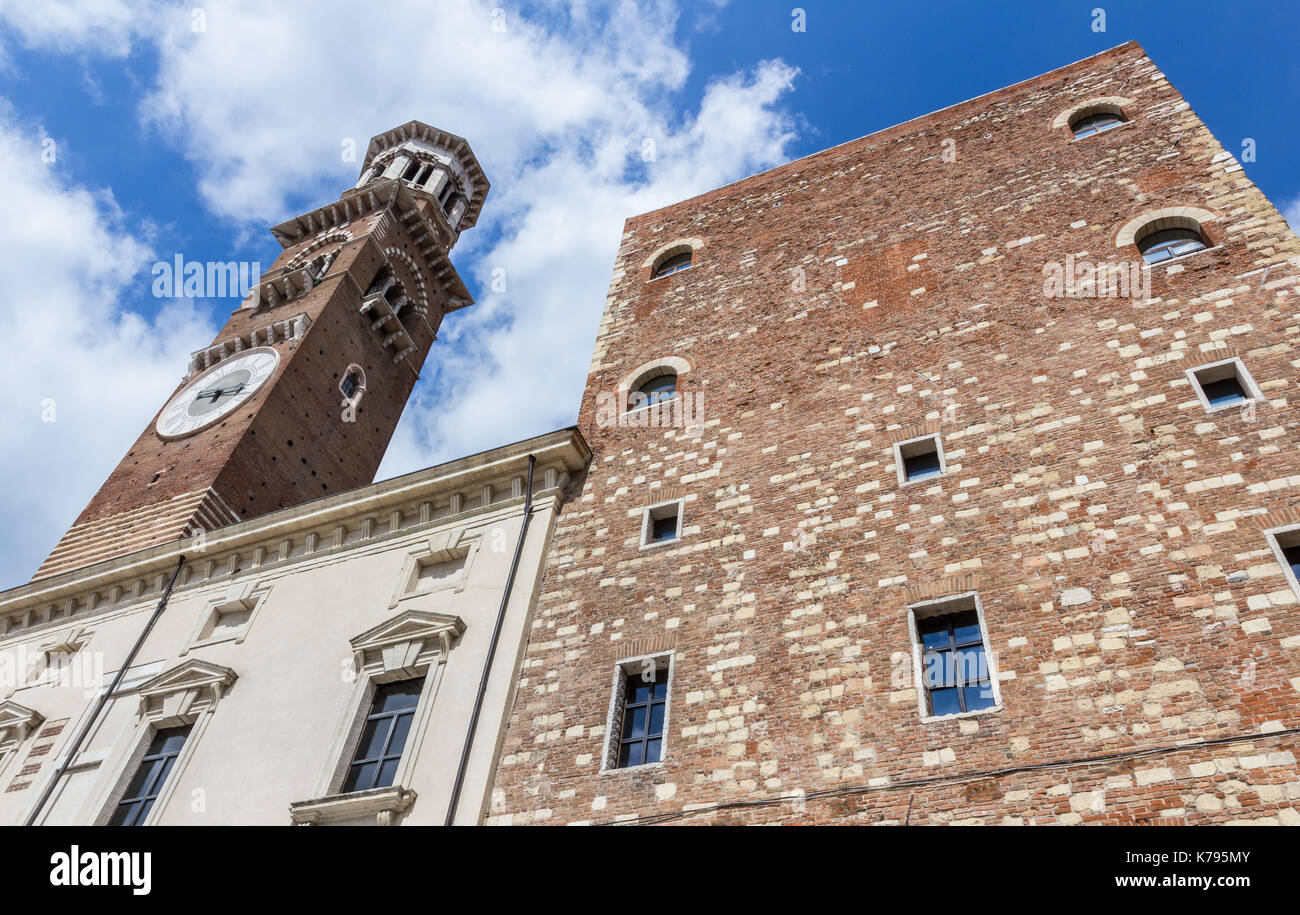 Verona, Northern Italy. Lamberti Tower (Torre dei Lamberti). Popular ...
