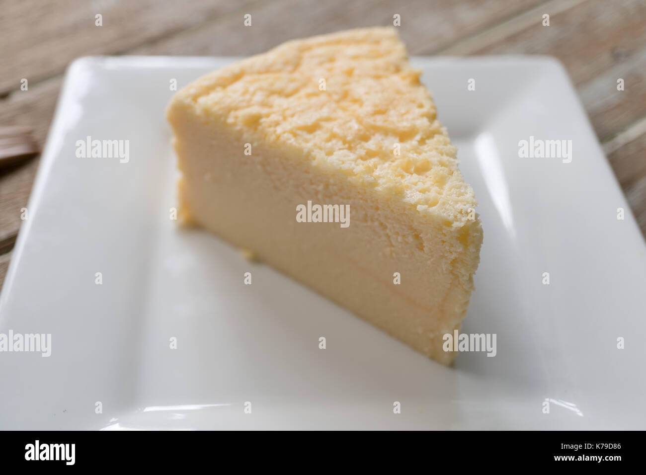 cotton cheese cake on white plate homemade bakery Stock Photo - Alamy