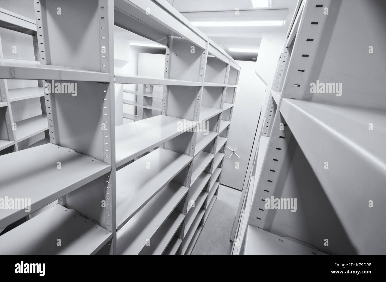 Empty archive storage units, archive rolling storage system Stock Photo ...