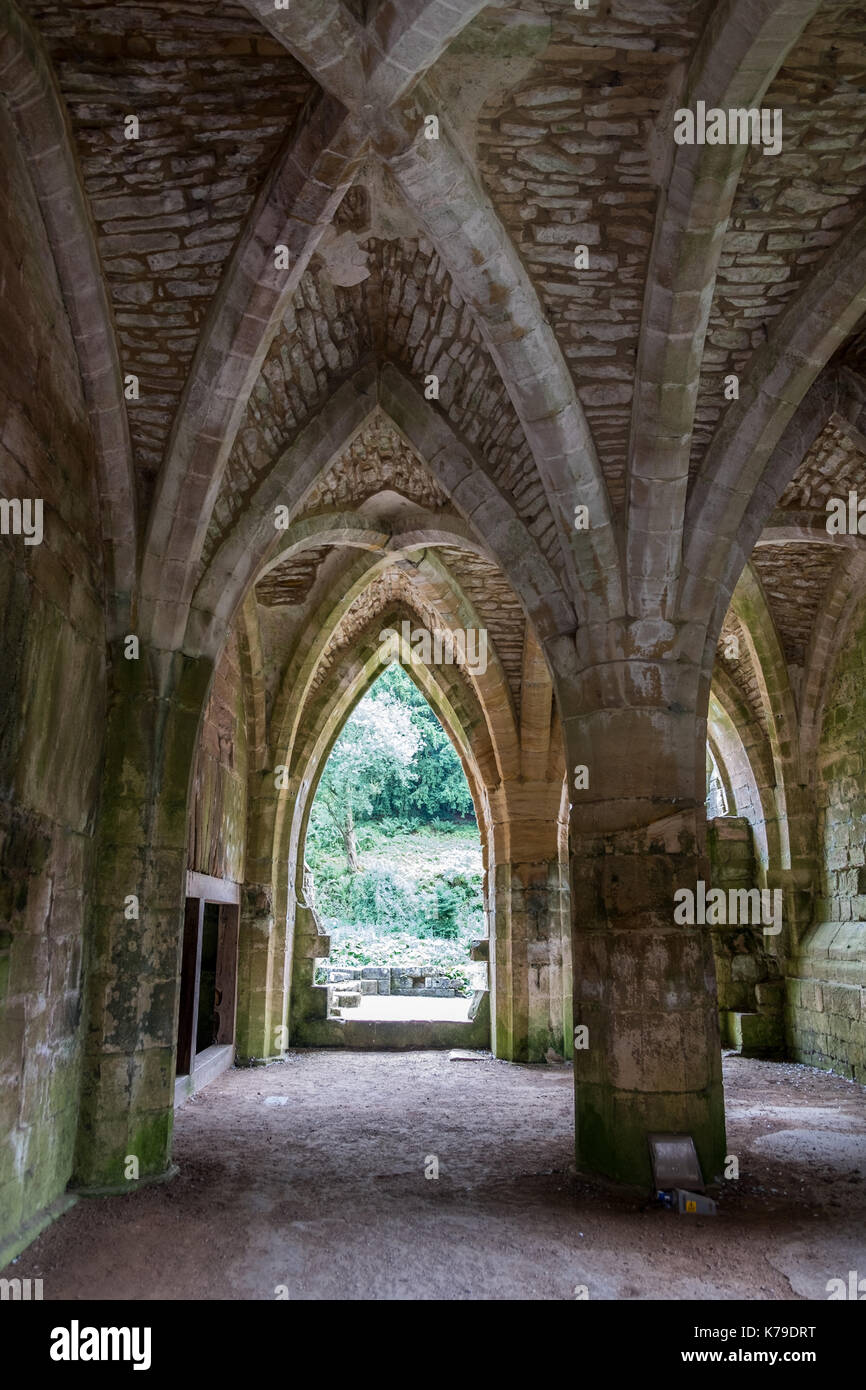Ruins and catacombs of Fountains Abbey, North Yorkshire, England Stock ...